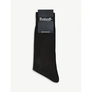 Pantherella Short Ribbed Silk Socks - Black