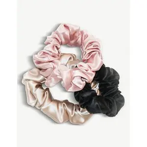 Slip Pack Of Three Silk Scrunchies - Multi