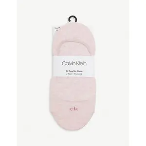 Calvin Klein Logo-embroidered Cotton-blend Invisible Socks Pack Of Two - G59 Pink Combo