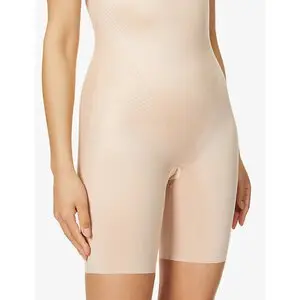 Spanx Shape™ Invisible Open-bust Mid-thigh Bodysuit - Champagne Beige