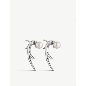 SHAUN LEANE Sterling And Pearl Drop Earrings - Silver