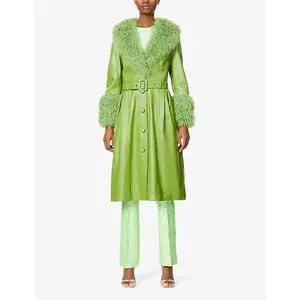 Saks Potts Shearling-trimmed Leather Coat