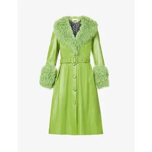 Saks Potts Shearling-trimmed Leather Coat