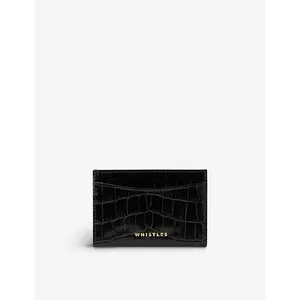 Whistles Branded Croc-embossed Shiny Leather Card Holder