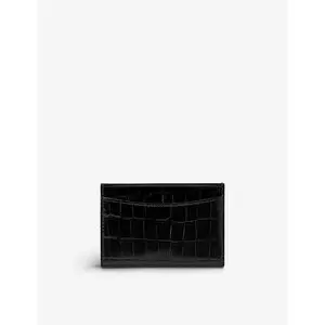 Whistles Branded Croc-embossed Shiny Leather Card Holder