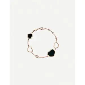 Chopard Happy Hearts Rose Gold, Onyx, And Diamond Bracelet - Rose Gold And Black