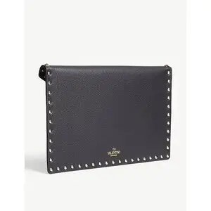 Valentino Garavani Rockstud Leather Clutch - Black