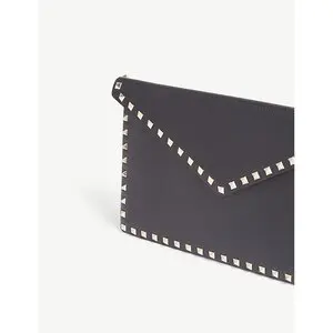 Valentino Garavani Rockstud Leather Clutch - Black