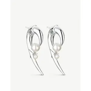 SHAUN LEANE Cherry Blossom Pearl Drop Earrings - Silver