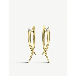 SHAUN LEANE Crossover Vermeil And Diamond Drop Earrings - Gold