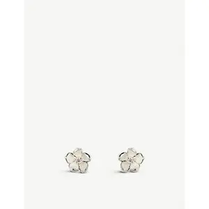 SHAUN LEANE Cherry Blossom And Diamond Stud Earrings - Silver