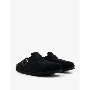 BIRKENSTOCK Boston Buckle-embellished Suede Sandals - Black