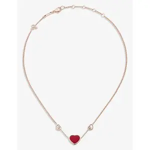 Chopard Happy Hearts Diamond And Red Stone Necklace - Rose Gold