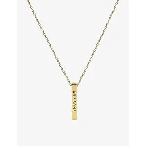 LITTLESMITH Personalised Vertical Bar Necklace - Gold