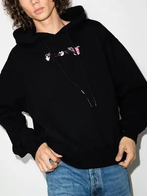 Off-White Acrylic Arrow Drawstring Hoodie