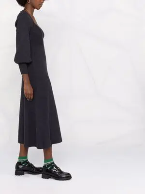 Sandro Sweetheart-neck Puff-sleeve Midi Dress