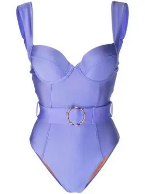 NOIRE SWIMWEAR Belted One Piece Swimsuit - Purple