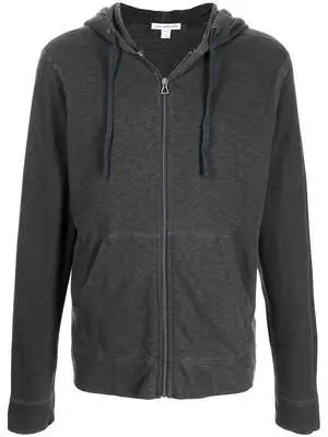 JAMES PERSE Zipped-up Fleece Hoodie - Grey