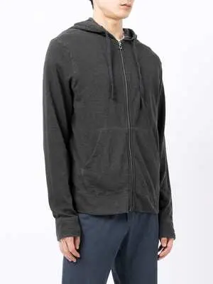 JAMES PERSE Zipped-up Fleece Hoodie - Grey