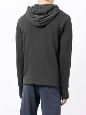 JAMES PERSE Zipped-up Fleece Hoodie - Grey
