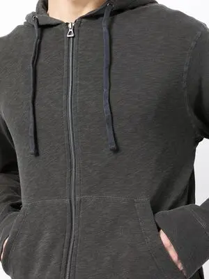 JAMES PERSE Zipped-up Fleece Hoodie - Grey
