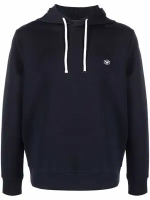 Emporio Armani Logo Patch Hoodie - Blue