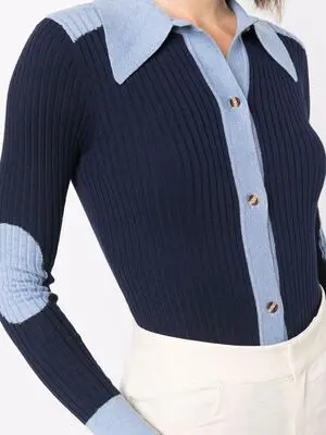 Dodo Bar Or Ribbed-knit Polo Bodysuit