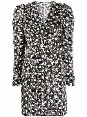 Sandro Polka-dot Print Long-sleeve Dress - Black