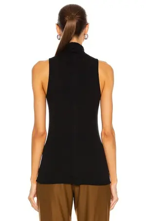 Enza Costa Cashmere Halter Turtleneck Top - Black