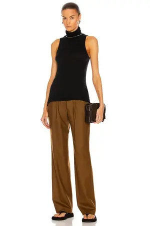 Enza Costa Cashmere Halter Turtleneck Top - Black
