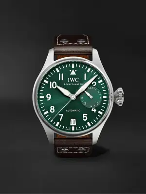 IWC SCHAFFHAUSEN Big Pilot's Automatic 46.2mm Stainless Steel And Leather Watch - Green