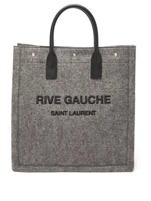 Saint Laurent Saint Laurent - Rive Gauche Logo-embroidered Wool-blend Tote Bag - Mens - Grey - Grey