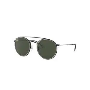 Ray-ban Round Double Bridge Sunglasses Shiny Black