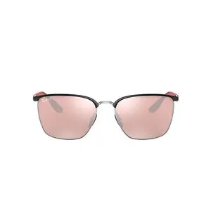 Ray-ban Scuderia Ferrari Collection Sunglasses Silver Tone Frame Polarized+ Lenses - Red