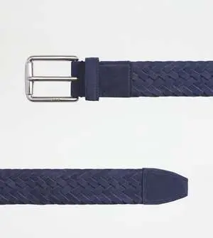 TOD'S Woven Suede Belt - Blue
