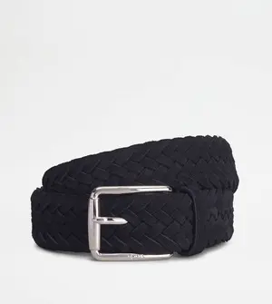 TOD'S Woven Suede Belt - Black