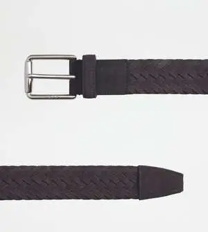 TOD'S Woven Suede Belt - Brown