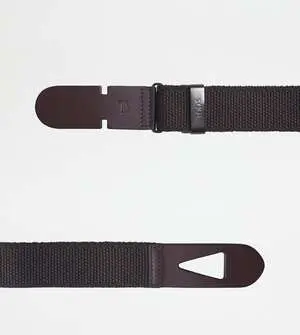 TOD'S Greca Canvas And Leather Belt - Brown