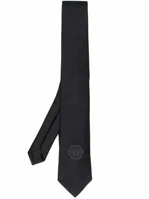 Philipp Plein Hexagon Logo-patch Silk Neck Tie - Black