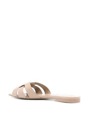 Saint Laurent Tribute Flat Sandals - Neutrals