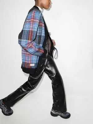 Charles Jeffrey X Fred Perry Tartan-Check V-Neck Cardigan - Blue