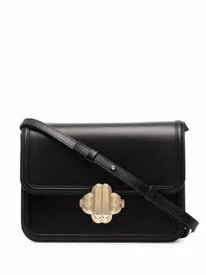 Maje Clover-clasp Leather Bag - Black