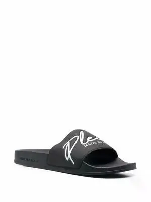 Philipp Plein Embossed Logo Slides - Black