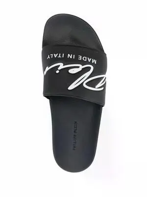Philipp Plein Embossed Logo Slides - Black