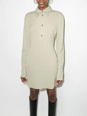 Off-White Polo Collar Long-sleeve Dress
