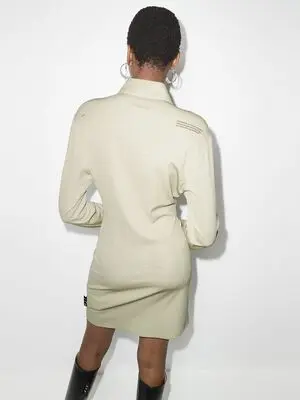 Off-White Polo Collar Long-sleeve Dress