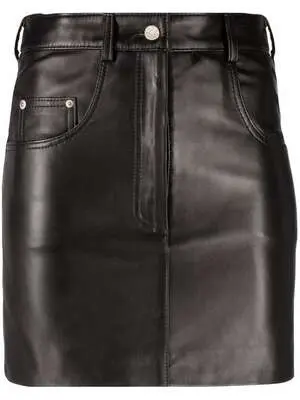 MANOKHI Five-pocket Leather Mini Skirt