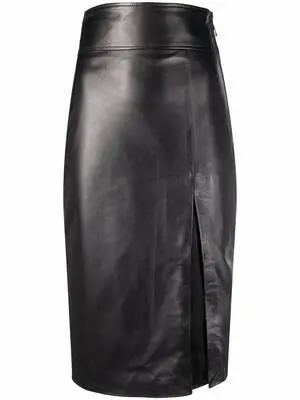 MANOKHI Laura Leather Pencil Skirt - Black