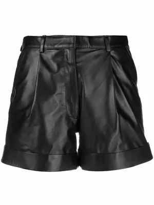 MANOKHI Jett High-waisted Leather Shorts - Black