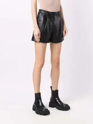 MANOKHI Jett High-waisted Leather Shorts - Black